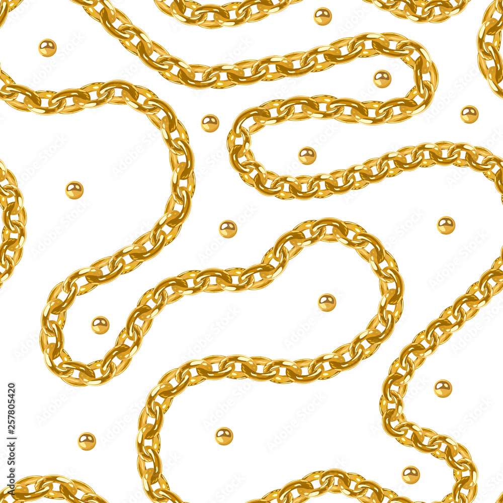 Vector realistic isolated golden chain necklace seamless pattern for ...