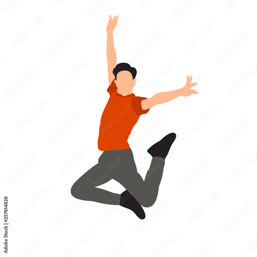 white background, in a flat style boy jumping, child Stock Vector ...