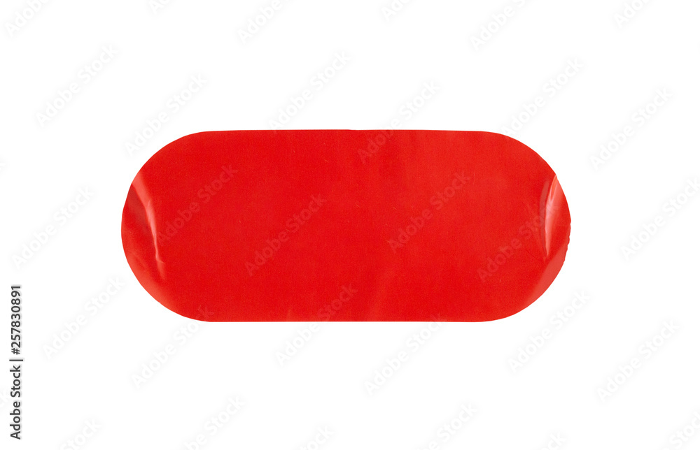 Blank red sticker label isolated on white background with clipping path ...