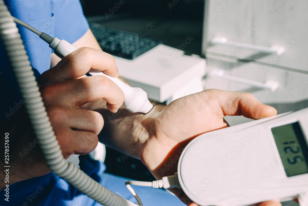 medical vascular doppler diagnostics of blood flow in the vein and ...