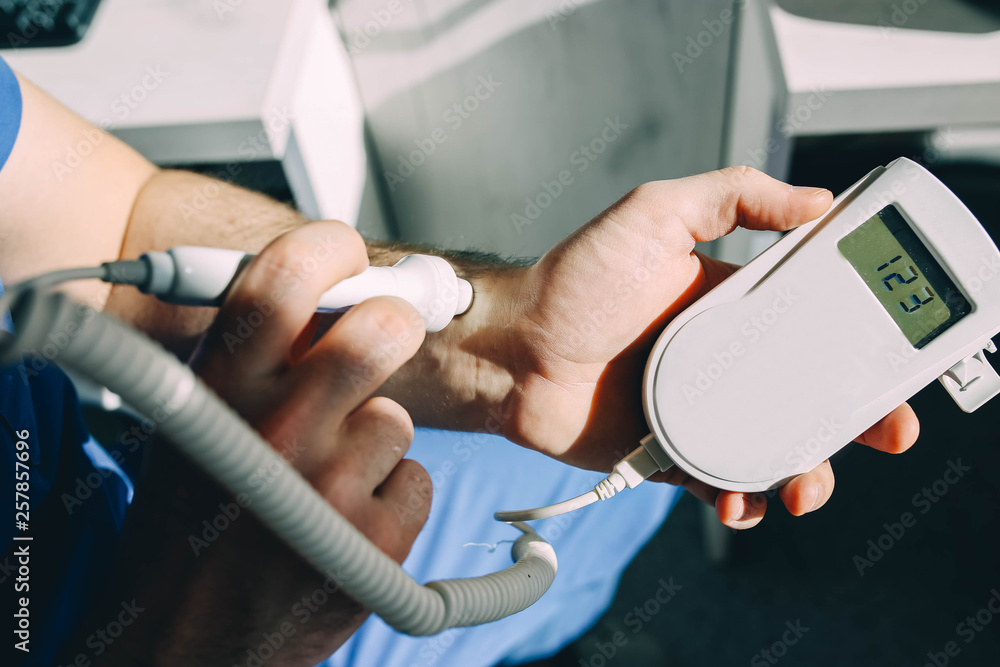 medical vascular doppler diagnostics of blood flow in the vein and ...