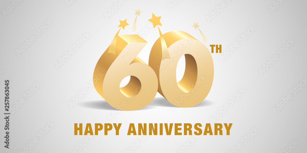 60 years anniversary vector logo, icon. Template banner, symbol with 3d ...