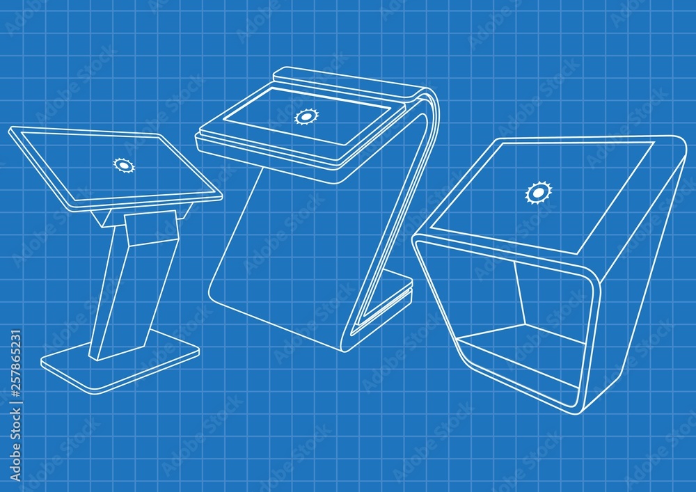 Blueprint of Set of Promotional Interactive Information Kiosk ...