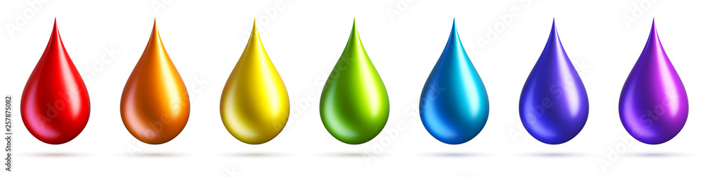 Set of colorful rainbow drops isolated on white background Stock Vector ...