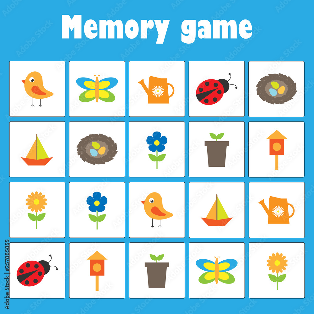 Memory game with pictures - spring and garden theme for children, xmas ...