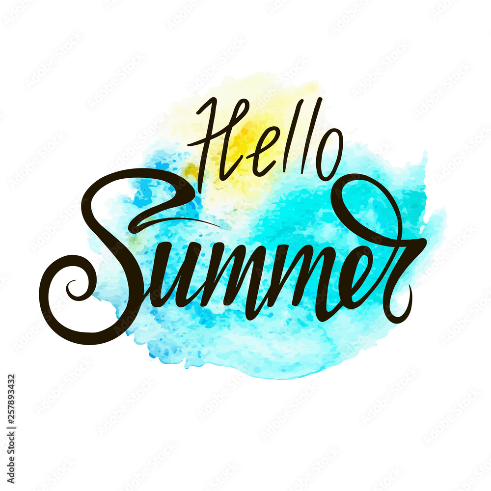 hello summer hand written lettering vector illustraon Stock Vector ...