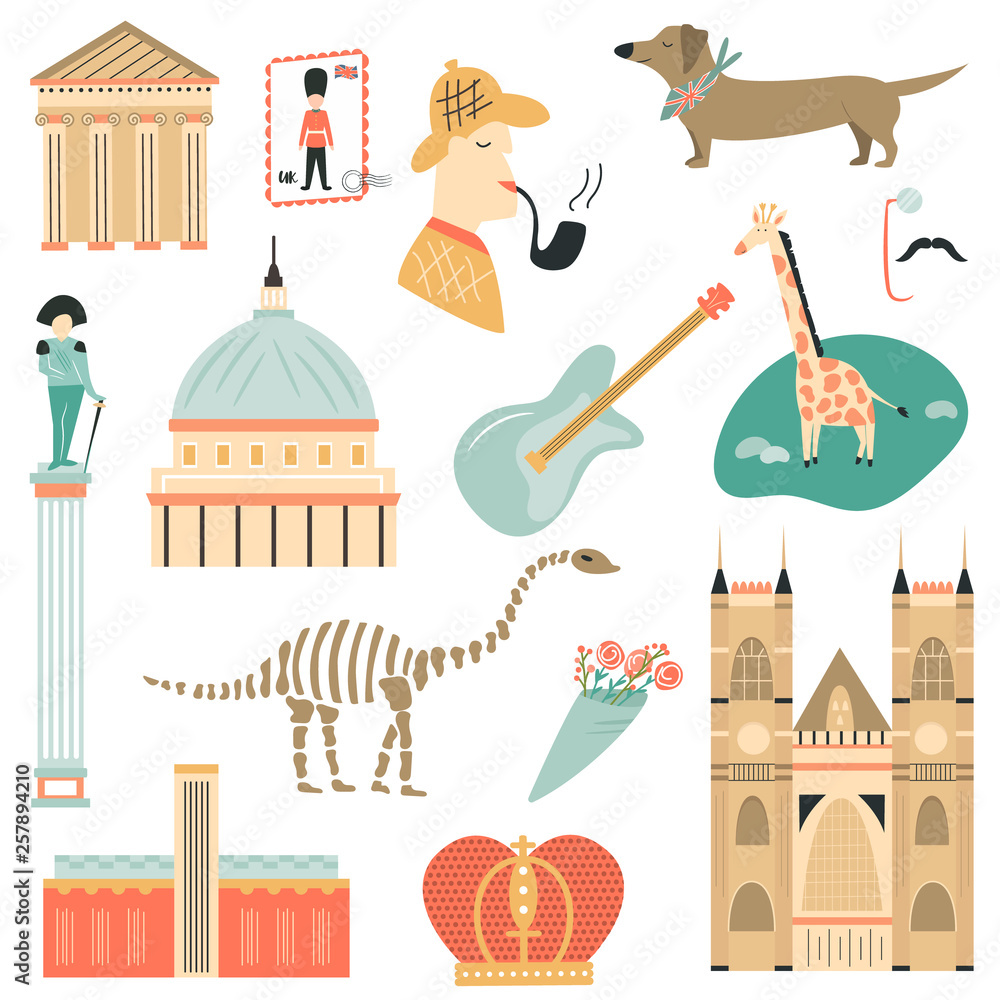 Big set of London symbols and attractions Stock Vector | Adobe Stock