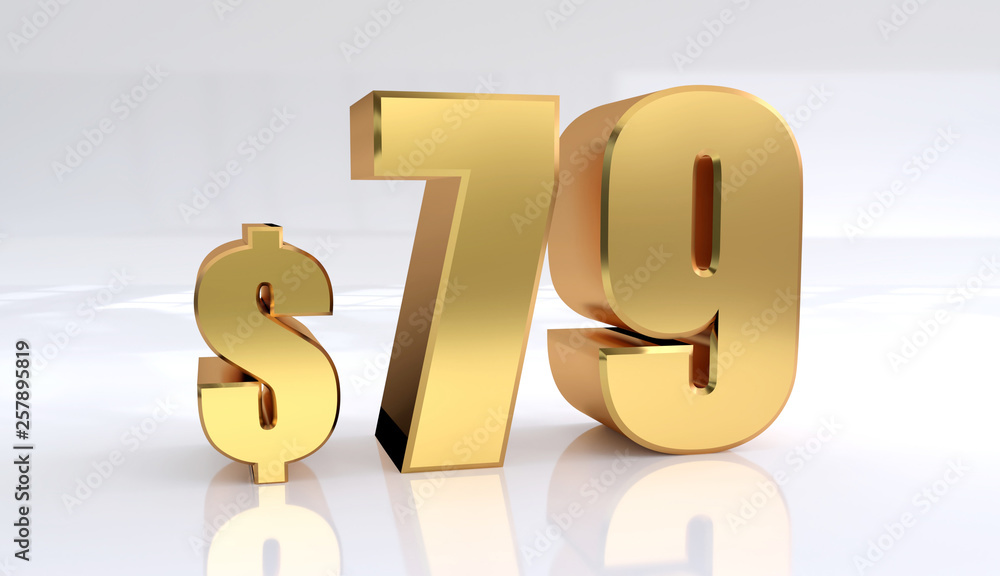 79 dollar price symbol. red text number 3d render with dollar sign on ...