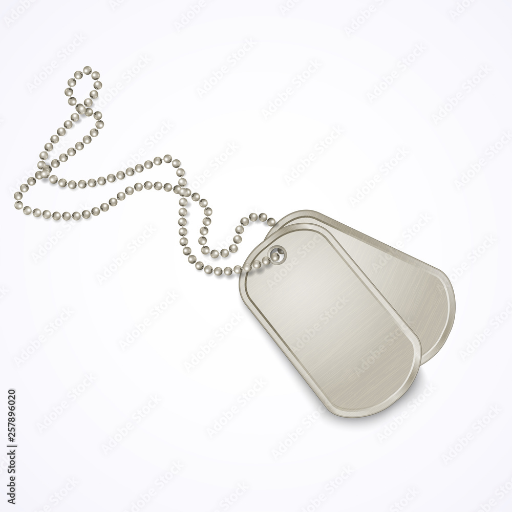 Military dog tags isolated on white Stock Vector | Adobe Stock
