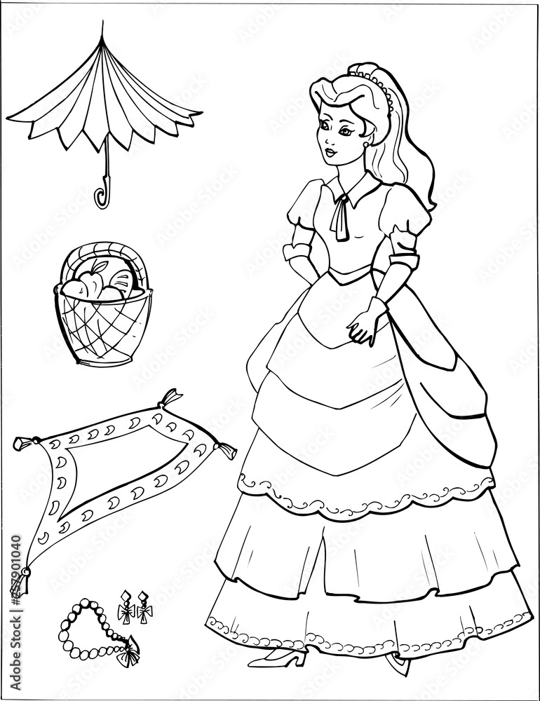 Coloring for girls. Princess. Puzzles. Labyrinth. 22 Stock Vector ...