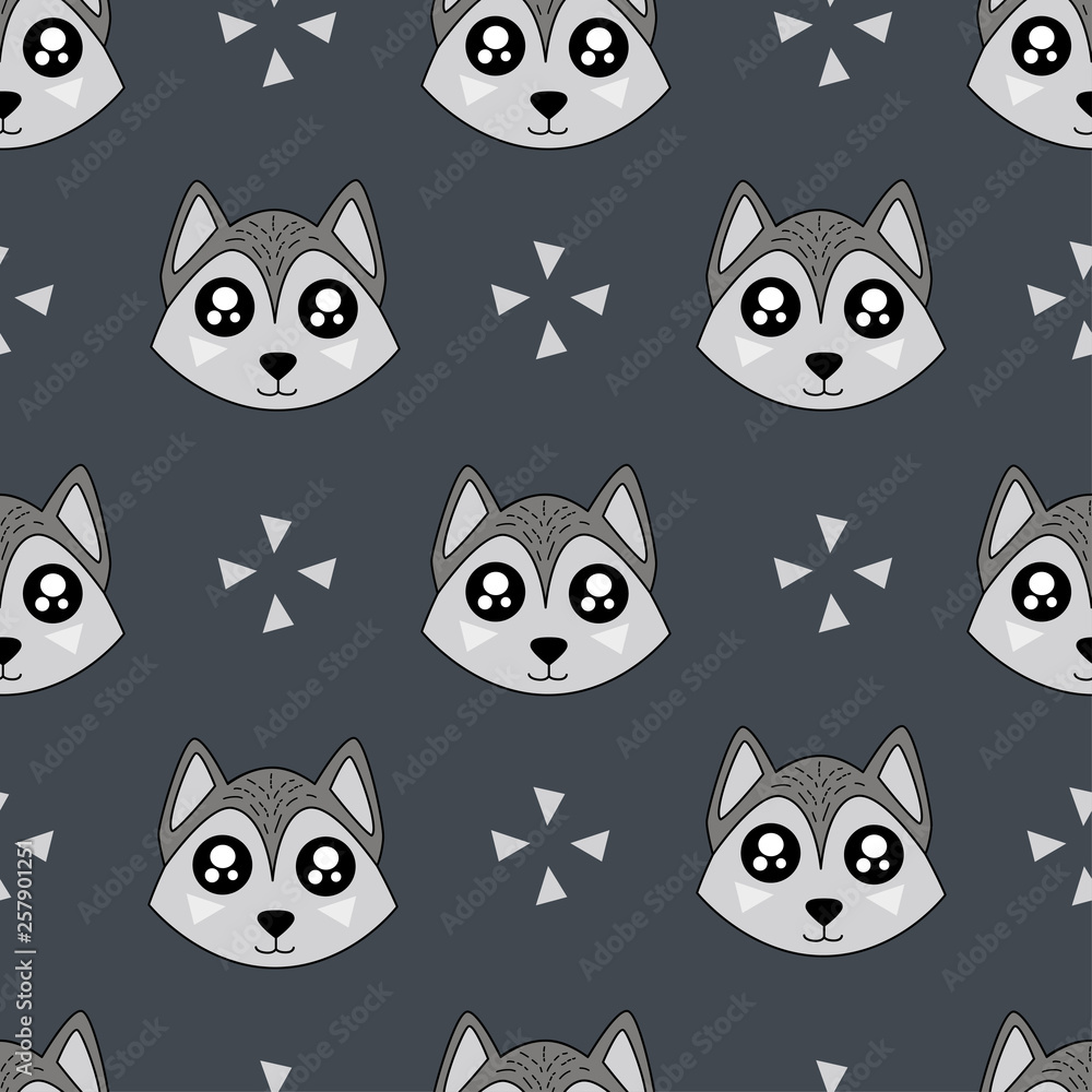 Cute kids wolf pattern for girls and boys. Colorful wolf on the ...