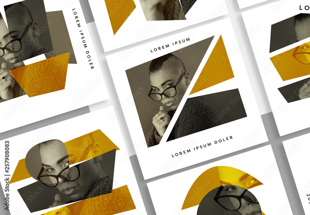 Stocksjabloon Social Media Post Layout Set with Collage Image Masks and ...