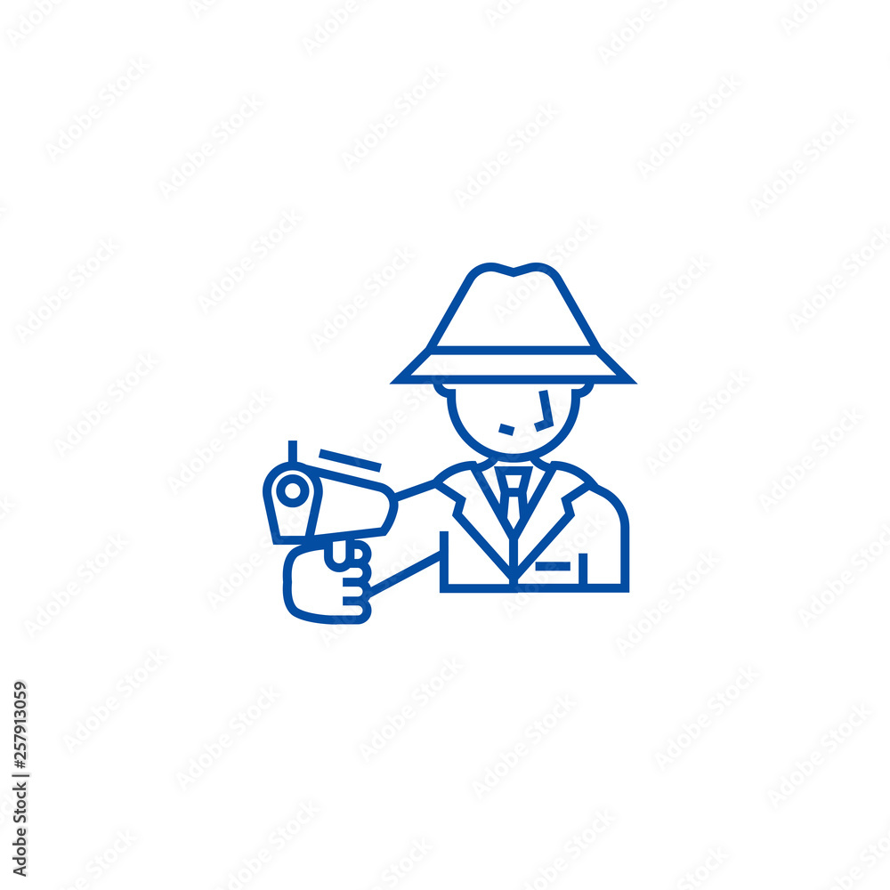 Mafia, man with gun line concept icon. Mafia, man with gun flat vector ...