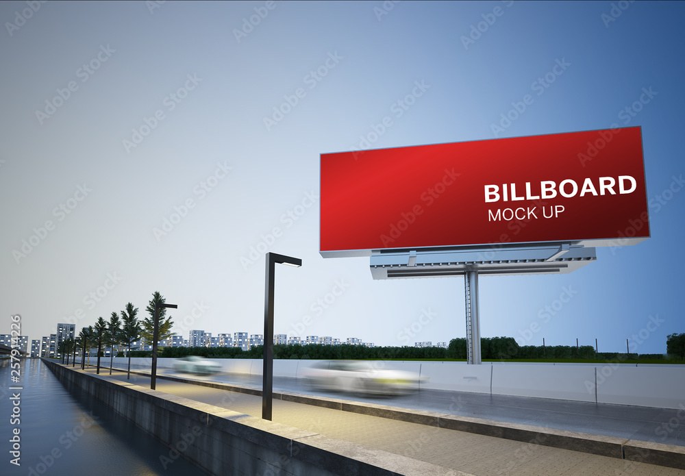 Billboard Mockup on Highway Stock Template | Adobe Stock