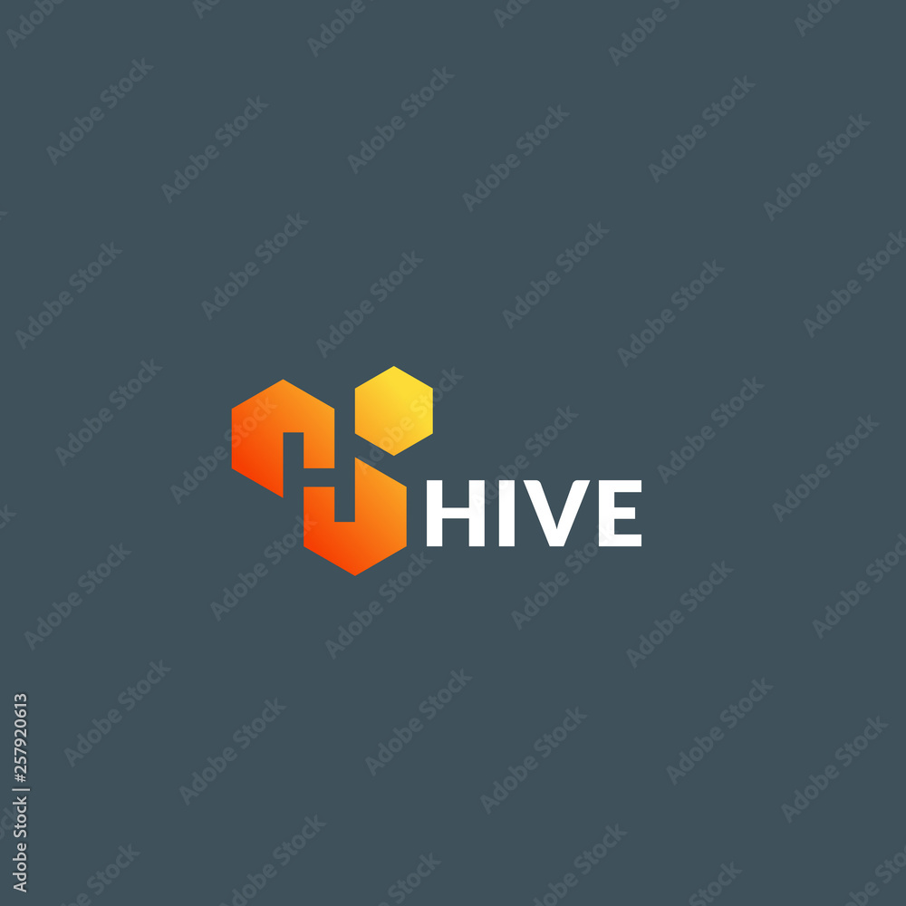 Hive Cells Absrtract Vector Sign, Symbol or Logo Template. Honey Comb ...