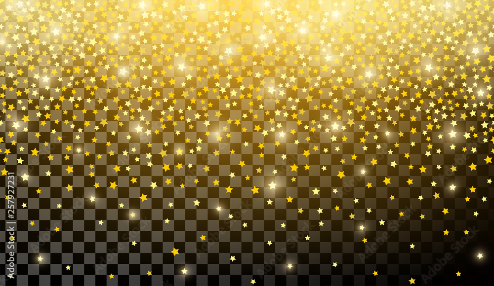 Golden simple flat style light star flares seamless texture. Vector ...