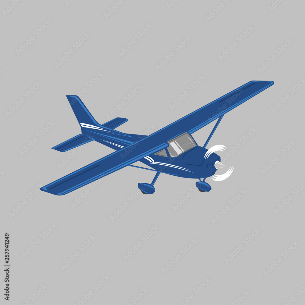 Small plane vector illustration. Single engine propelled aircraft ...
