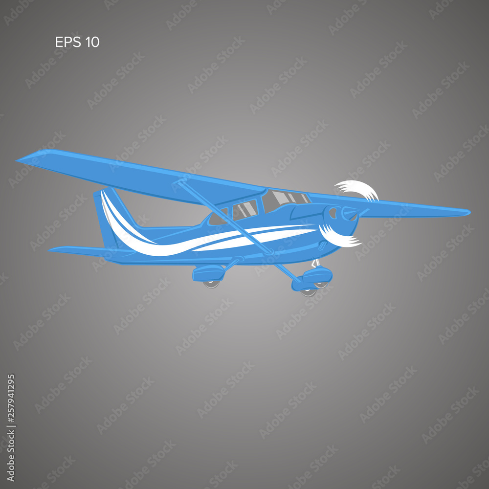 Small plane vector illustration. Single engine propelled aircraft ...