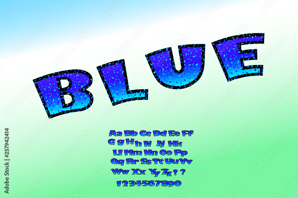 vector illustration of blue comic font, isolated on transparent ...