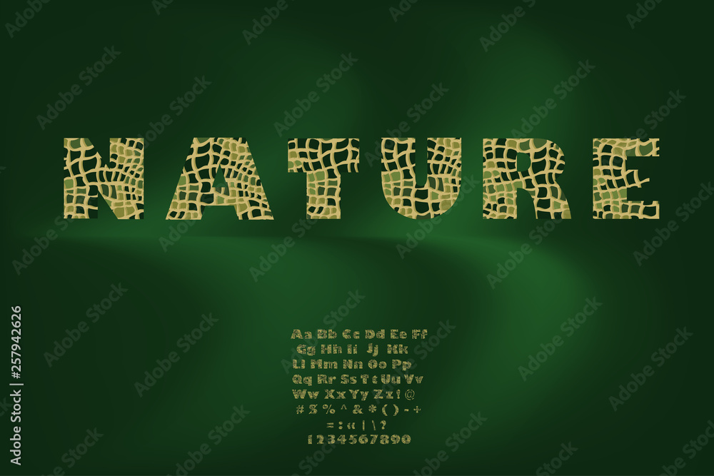 vector illustration of nature font, alphabet, isolated on transparent ...