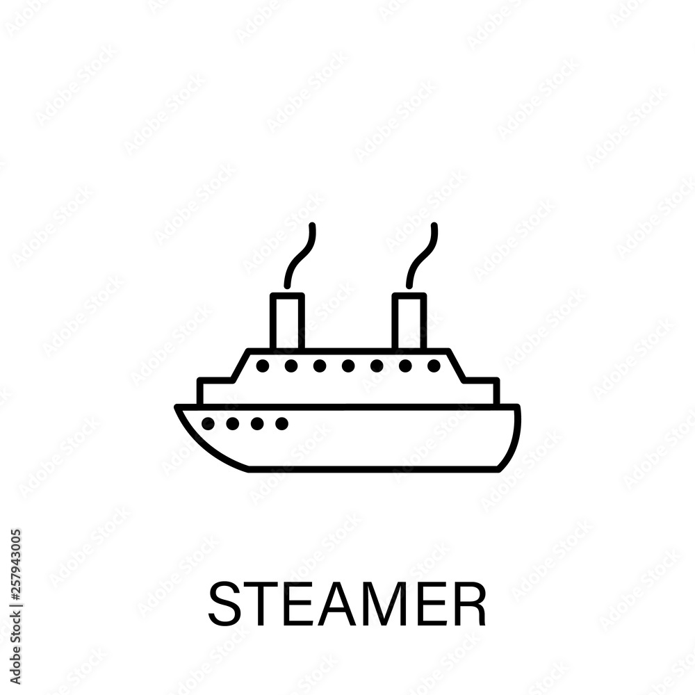steamer ship sea transport outline icon. Signs and symbols can be used ...