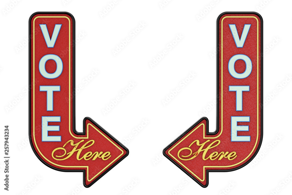 Vintage Rusty Metal Vote Here Arrow Sign. 3d Rendering Stock ...