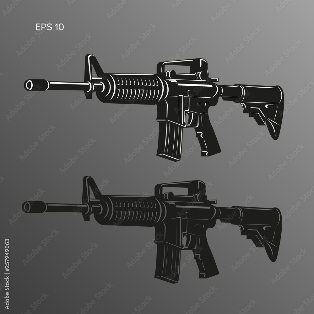 Vetor de M-16 legendary assault rifle vector illustration. Classic ...