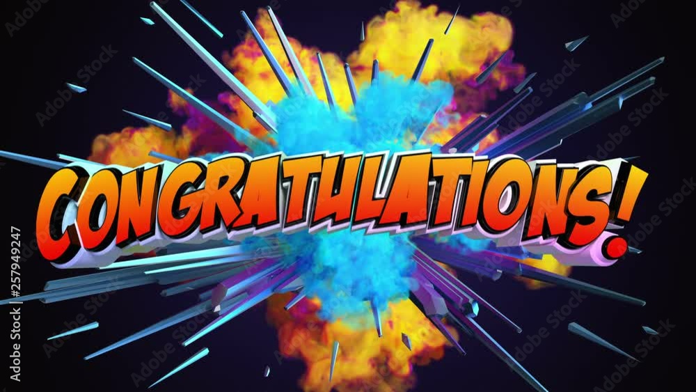 Amazing explosion animation with Congratulation text Stock Video ...