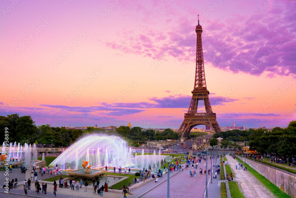 Eiffel Tower At Sunset Pink