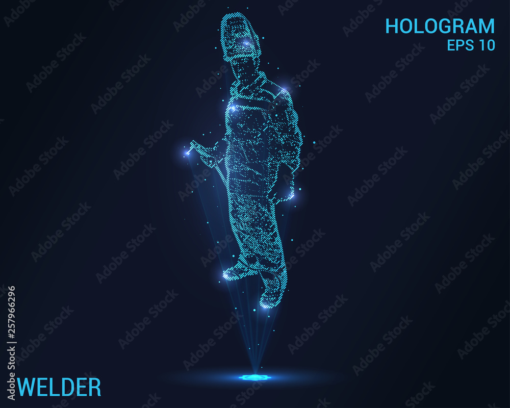 Hologram welder. Digital and technological background as a welder ...