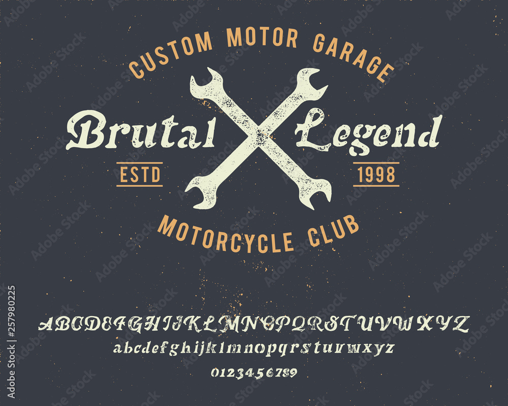 Brutal Legend. Handmade font. Vintage typeface. Custom motor. Handmade ...