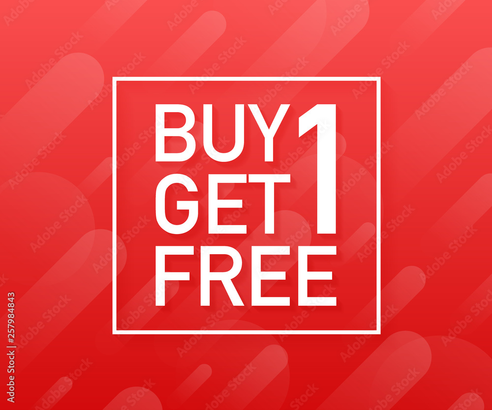 Buy 1 Get 1 Free, sale tag, banner design template. Vector illustration ...