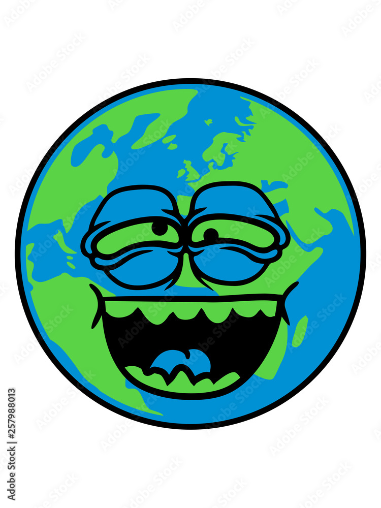 planet erde gesicht lustig comic cartoon lachen umwelt schutz schützen ...