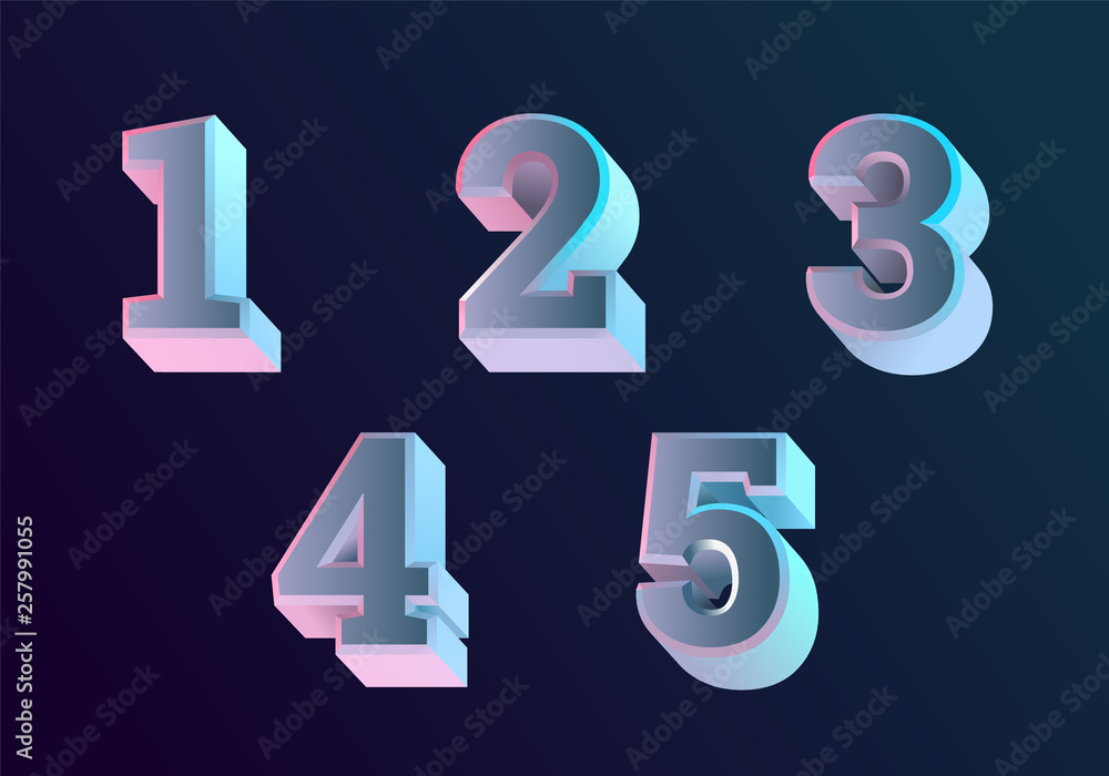 Holographic 3D Western Serif Alphabet Font 12345 digits Stock Vector ...