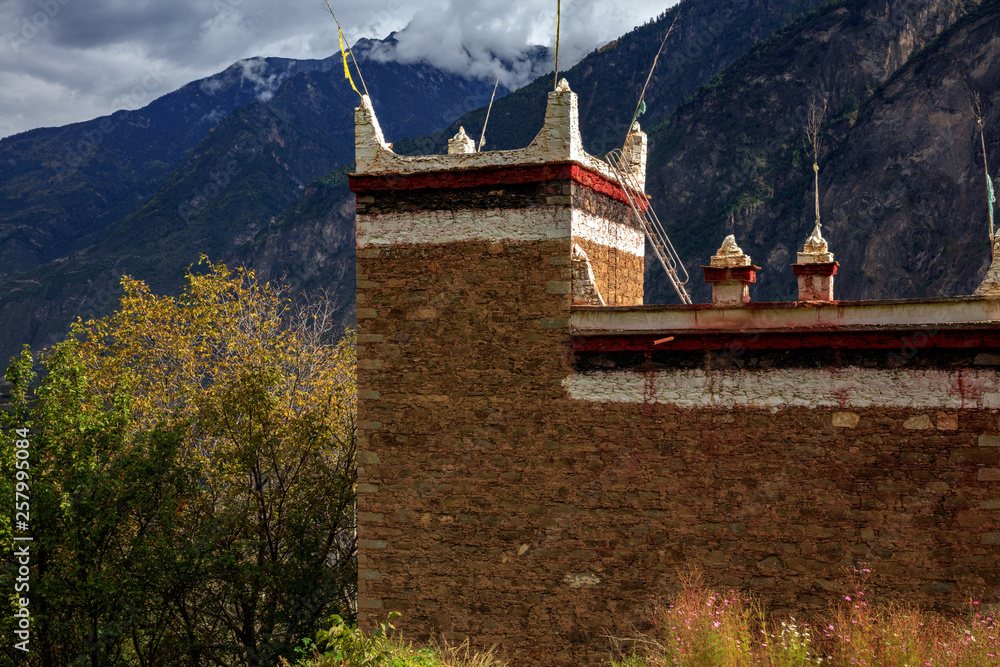 Danba County, Sichuan Province China. Zhonglu Township, Architectural ...