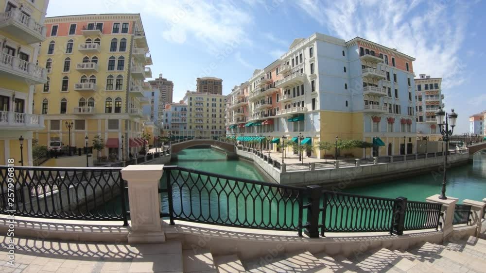 Little Venice with canals connected by bridges in venetian style ...