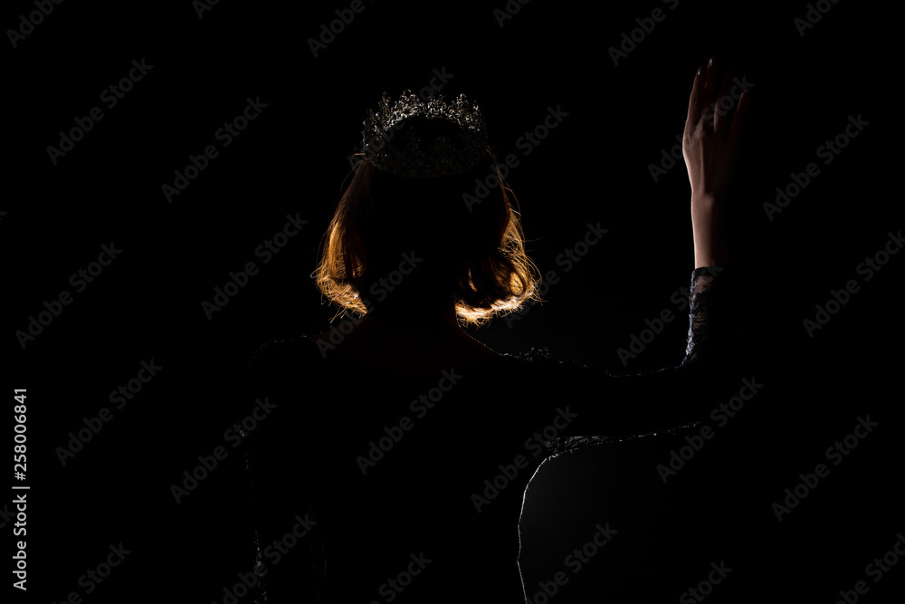 Portrait Silhouette Shadow Back Rim Light of Miss Pageant Beauty Queen ...