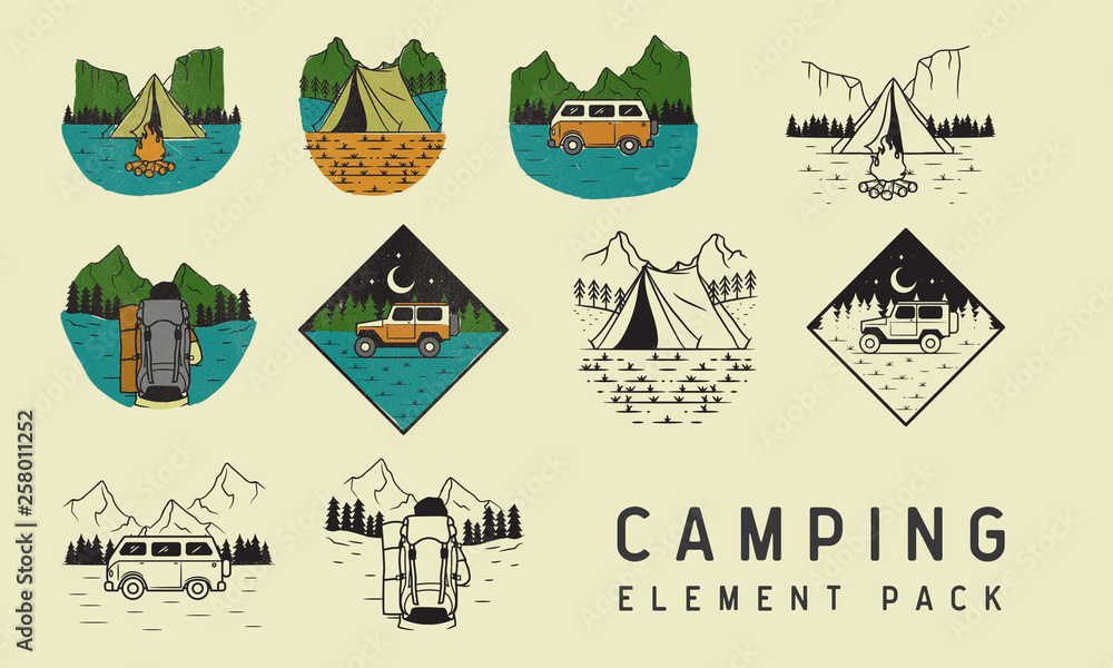 camping element pack Stock Vector | Adobe Stock