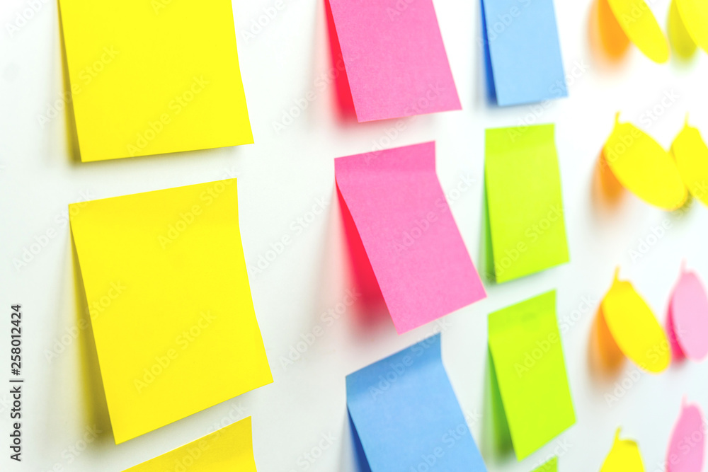 Sticky Note Post It notes Board Office side view Stock Photo | Adobe Stock