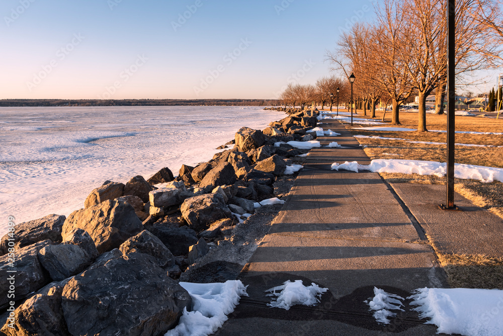 Spring View of Sylvan Beach Shoreline on Oneida Lake during Sunset ...