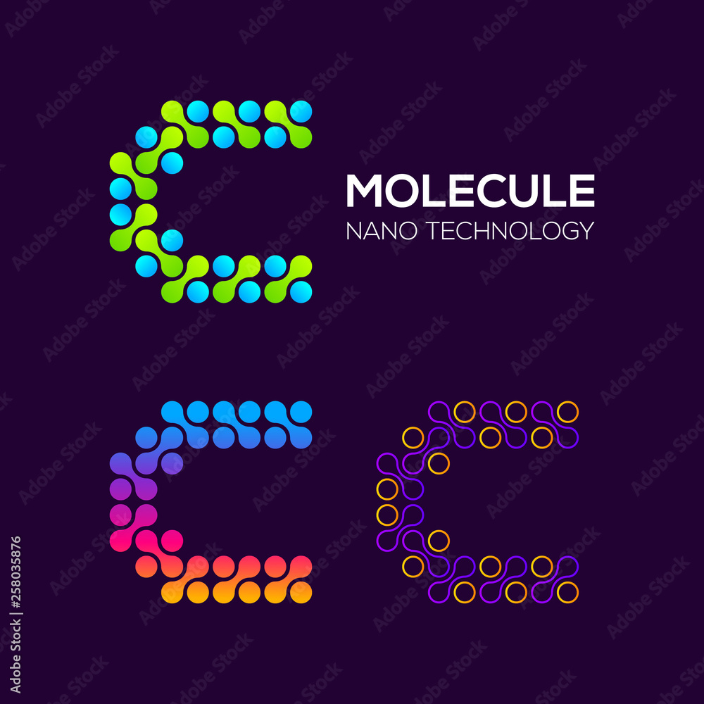 Letter C Logotype with Dots or Points and Curve , Circle Shape and Line ...