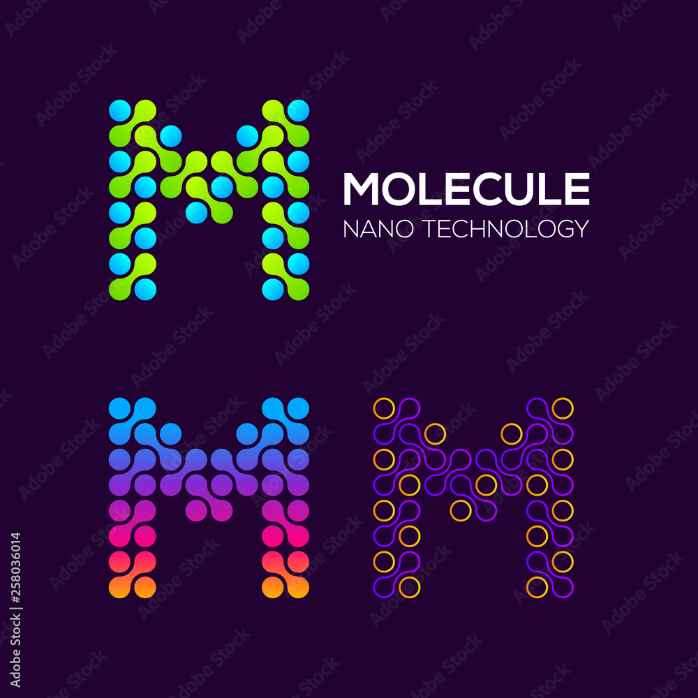 Vetor de Letter M Logotype with Dots or Points and Curve , Circle Shape ...