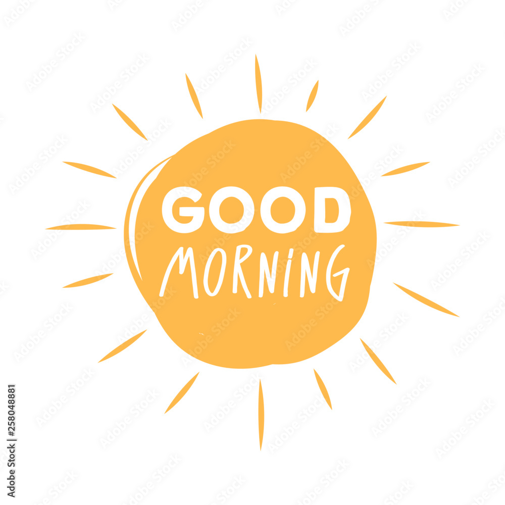 Good morning sunshine symbol with Good morning lettering typography ...