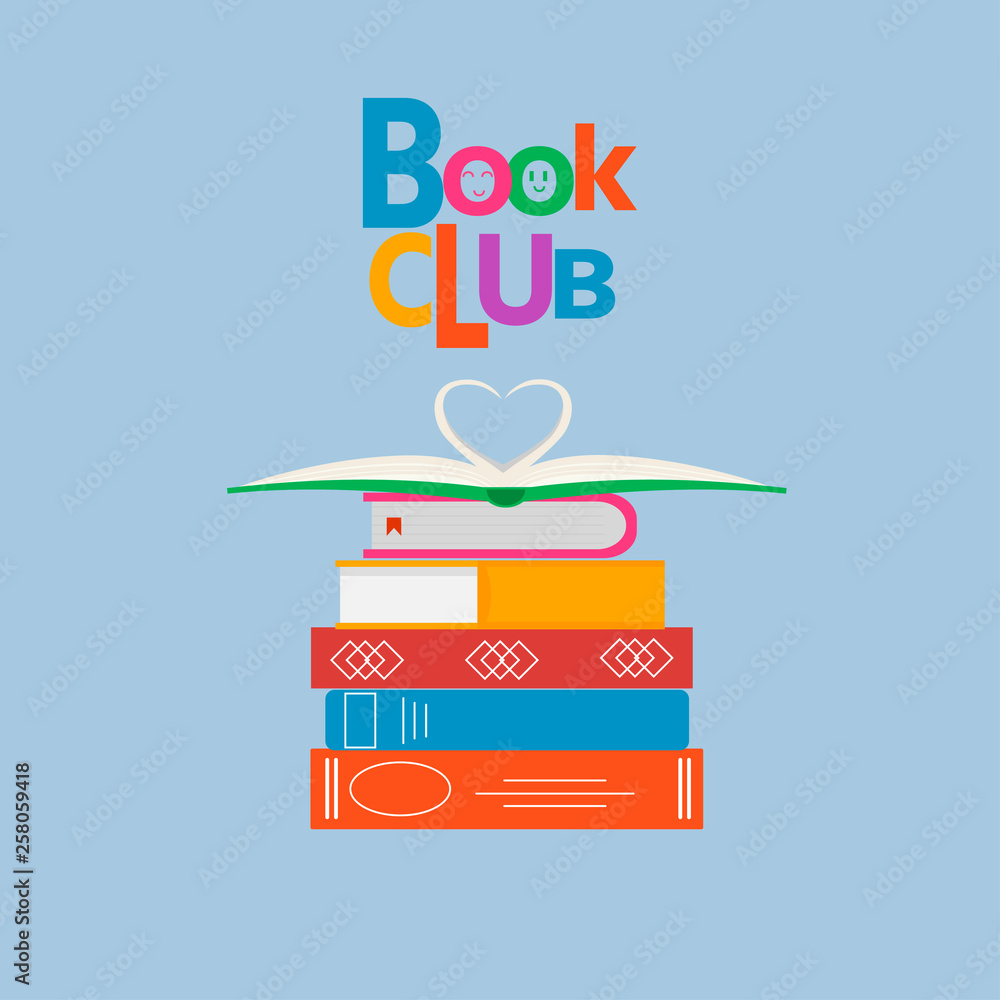 Book club logo template design for promo, flyer, cover, and posters ...