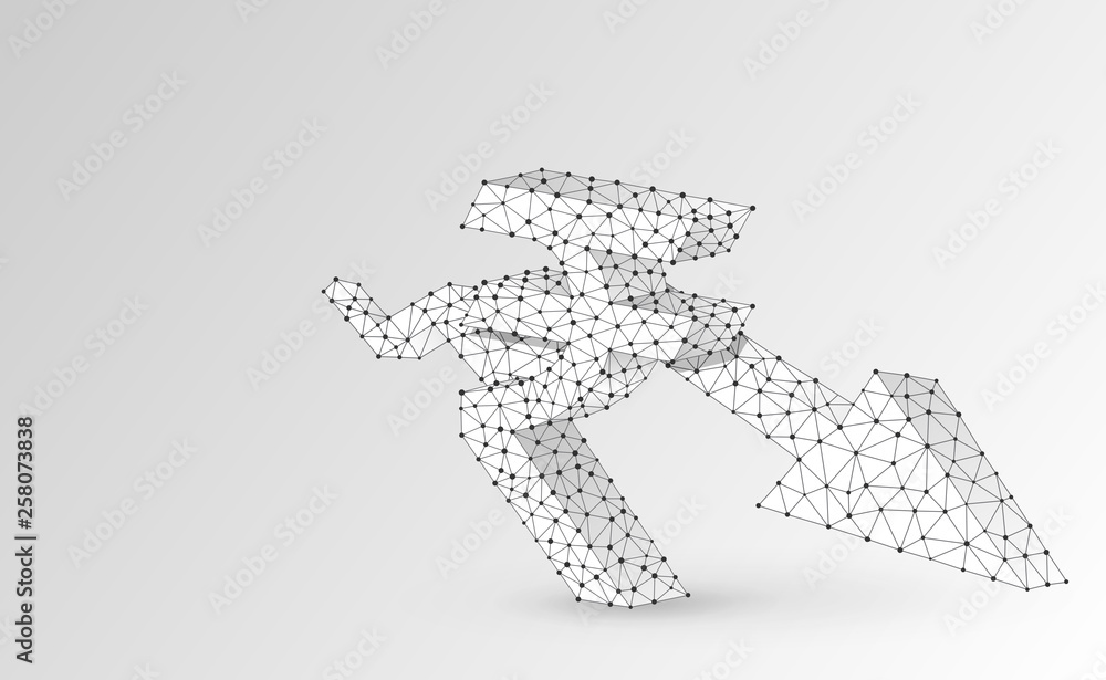 Downtrend arrow, Rupee currency, digital origami 3d illustration ...