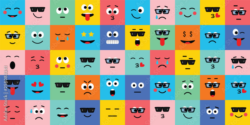 Emotions in flat, cartoon style. Vector illustration. Stock Vector ...