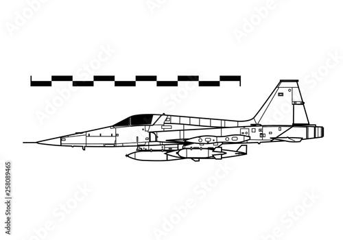 Northrop F-5A FREEDOM FIGHTER. Outline drawing Stock Vector | Adobe Stock