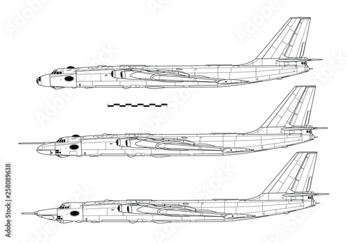Myasishev M-4 and 3M Bison. Outline drawing Stock Vector | Adobe Stock