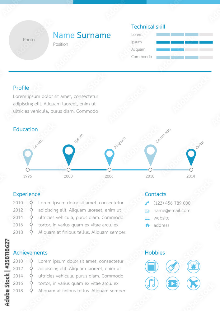 Resume cv template profile design Stock Illustration | Adobe Stock