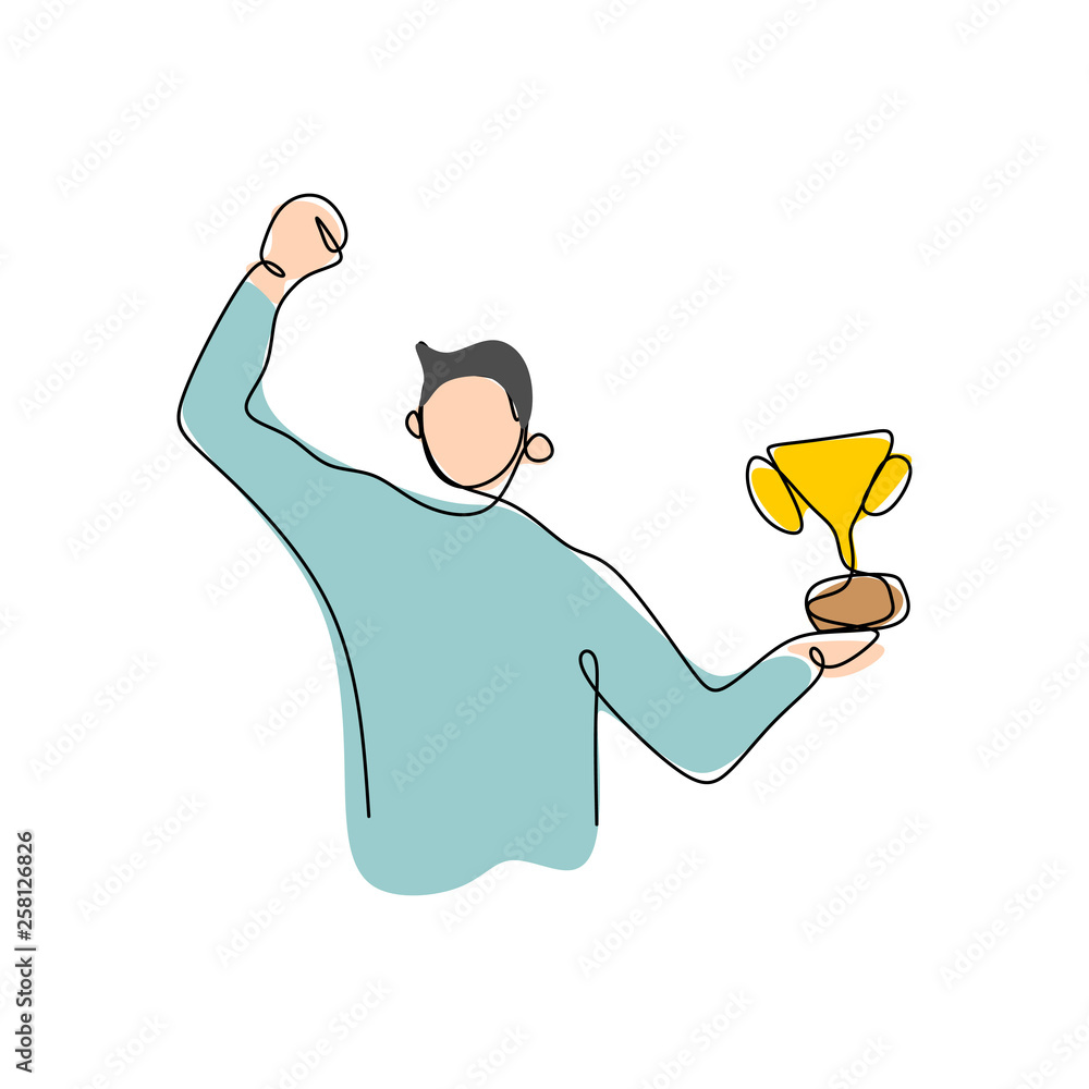 winner one line drawing Stock Vector | Adobe Stock